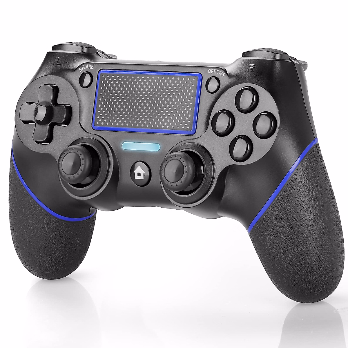 BOFFO Wireless Controller for PS4, Remote Compatible with PS-4/Slim/Pro/PC,Gamepad with Dual Vibration/Audio Jack/Touch Pad/1000mAh Battery,Black,Blue