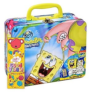 Gift Boutique SpongeBob Squarepants Coloring and Activity Tin Box, Crayons Stickers Mess Free Craft Kit for Toddlers Boys Girls Kids, Bookmark Included