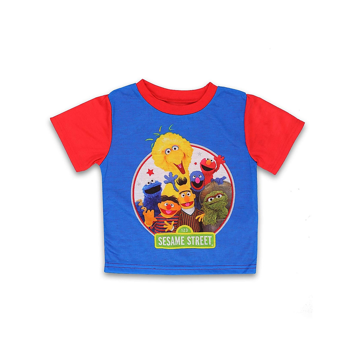 Sesame Street Elmo Toddler Boys 2 Piece Short Sleeves Pants Pajamas Set (2T, Red/Blue)