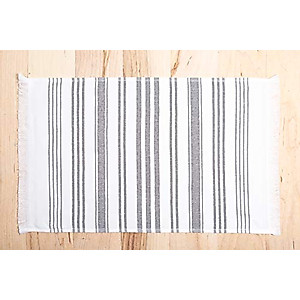 Hand Towels for Bathroom Set of 2, 100% Cotton, 28x16 in, Turkish White Soft and Absorbent Decorative Bath Hand Towels, Modern Gray Striped Towels