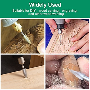 Wood Carving Drill Bits Set for Dremel Rotary Tool 5Pcs Engraving Drill Accessories Bit Wood Crafts Grinding Woodworking Tool with 1/8” Shank for DIY Carving Drilling Micro Sculpture