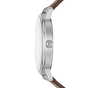 Emporio Armani Men's Three-Hand Silver and Brown Leather Band Watch (Model: AR11173)