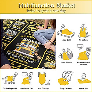 School Bus Driver Gifts for Women - Birthday Gifts for School Bus Driver - Back to School End Of Term Gifts for Bus Driver - Thank You Appreciation Gift for School Bus Driver - Throw Blanket 60"x50"