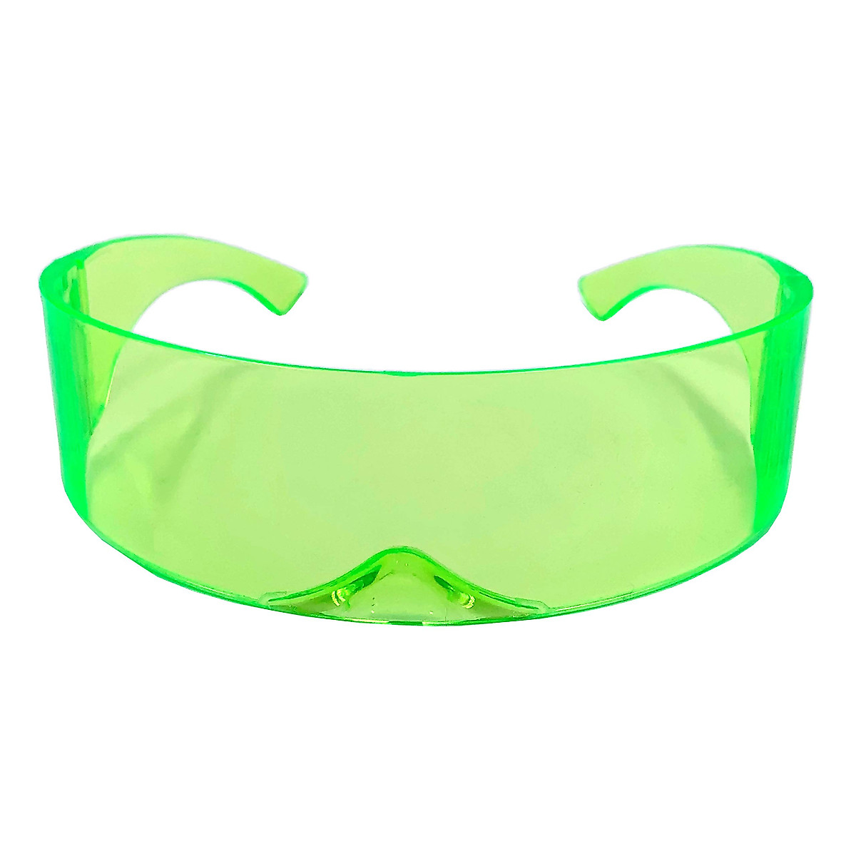 grinderPUNCH Futuristic Shield Sunglasses | Cyclops Cyberpunk Visor Glasses | 80s Alien Mono (Neon Green)