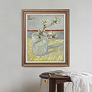 Dimensean Stamped Cross Stitch Kits Full Range of Embroidery Patterns Starter Kits for Beginners Adult or Kids DIY Cross Stitches Needlepoint Kits 11CT-Apricot Flower in Van Gogh Cup 15.7x19.7 inch