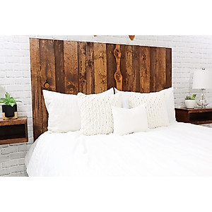 Barn Walls Solid Wood King Size Headboard, Foxy Brown Stain with Smooth Natural Wood Grain Variation, Handcrafted Head Board Wall-Mounted Panels, Rustic Modern Bedroom, Built to Last