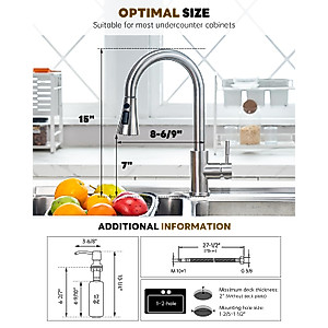 BLYLUND Kitchen Faucets with Soap Dispenser, Brushed Nickel Kitchen Faucet with Pull Down Sprayer 3 Modes, Stainless Steel Modern Kitchen Sink Faucets High Arch Single Handle Faucet