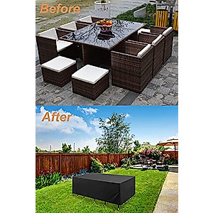Restland Patio Furniture Covers Waterproof Heavy Duty Covers for Outdoor Table and Chair, Durable UV Resistant Snow Protection Couch Set Covers for Rainy Day,Black,82.67*43.3*27.55 Inches