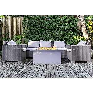 Bluegrass Living HF42181 Propane Fire Pit Table for Patio and Deck Use, MGO Construction, Includes Crystal Glass Beads and Protective Fabric Cover, 42 Inch x 20 Inch, Concrete Finish