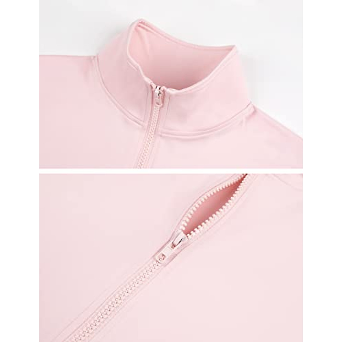 Yeokou Womens Active Zip Up Running Workout Cropped Bbl Athletic Jacket with Thumb Holes(Pink-S)