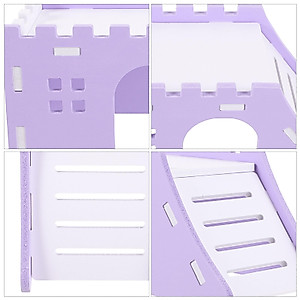 POPETPOP Guinea Pig Hamster Ladder House Plastic Rabbit Hideout Bunny Houses Small Chicken Castle Pet Rats Habitat Hedgehogs Chinchilla Climbing Play Hut for Indoor Pet Cage Violet