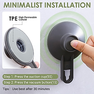 LUXEAR Towel Bar, 24 Inch Adhesive Bathroom Towel Bar with Upgrade Suction Cup, Tool Free Adhesive Shower Towel Rack with 5 Sliding Hooks, Wall Mounted Plastic Towel Bar for Shower Kitchen Door