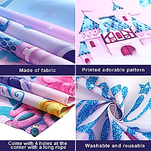 Mermaid Party Decorations Under The Sea Backdrop for Girls Birthday Party Photography Background Banner Purple Pink Scales Photo Booth Props, 6 x 3 ft