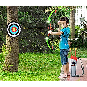 Click N' Play Bow & Arrow Archery Set for Kids, Toy Bow & Arrow That Lights Up for Outdoor Play with 3 Suction Cup Arrows, Target & Quiver, Practice Archery Set for Children Ages 4 & Up