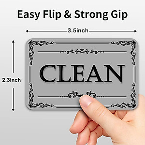Kiterest Dishwasher Magnet Clean Dirty Sign,Reversible Strong Kitchen Flip Indicator, Bonus Universal Magnetic Plate,European Retro Style Designs
