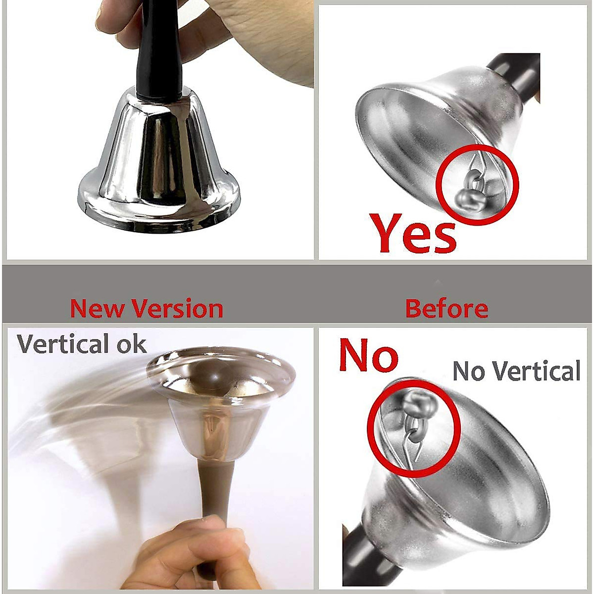 Adorox Silver Steel Hand Bell for Wedding Events Decoration, Call Bell, Alarm, Jingles (1)