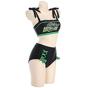 Miraculous Women's Lady Noir Beach Shoulder Straps Tie Top with High-Waist Bottom Bikini Set Swimsuit Bathing Suit (as1, Alpha, l, Regular, Regular, Black)