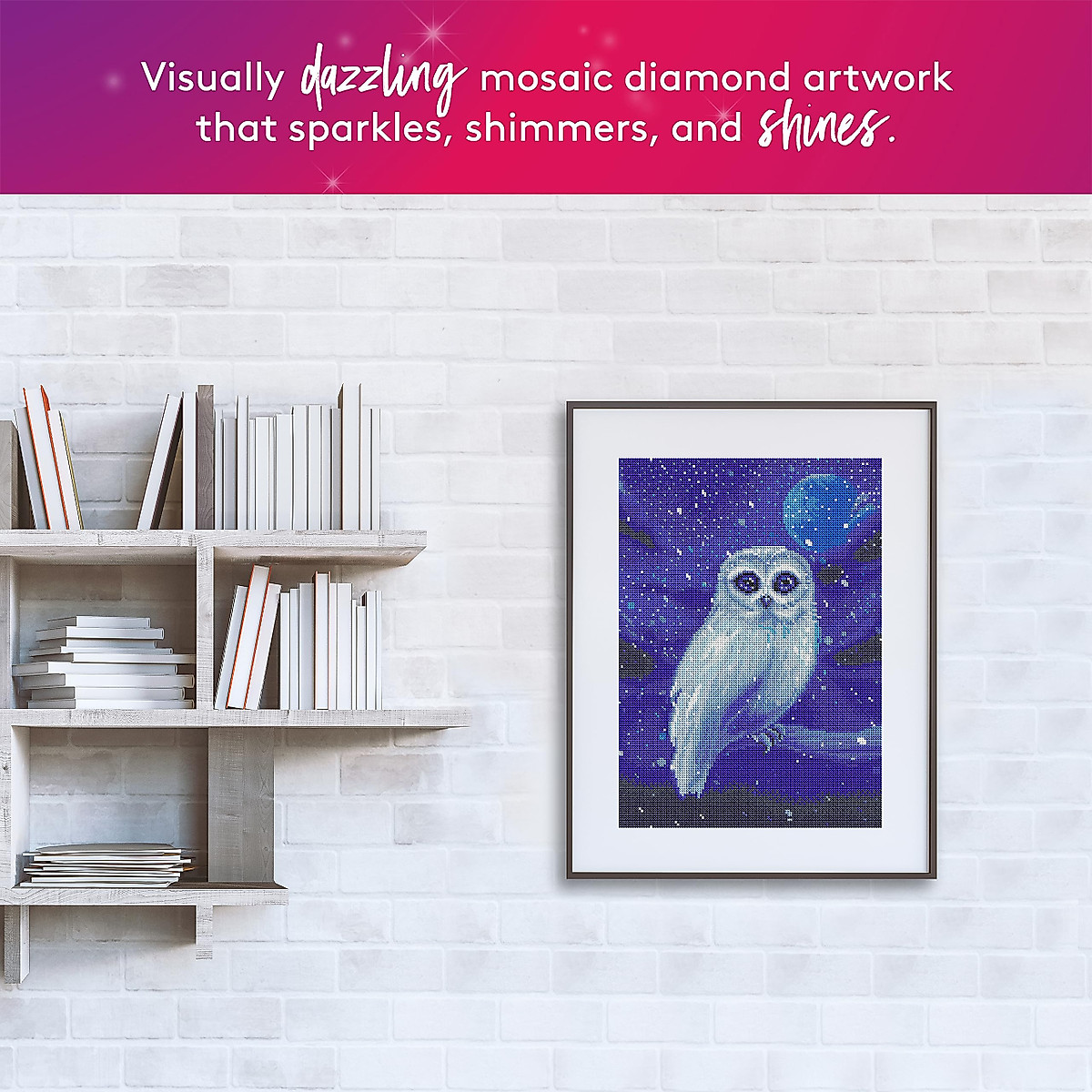 DIAMOND ART CLUB Snowy OWL Diamond Painting Kit, Animal Diamond Canvas, Round 5D Diamond Art for Adults and All Ages, 13" x 18" (32.8 x 46 cm)