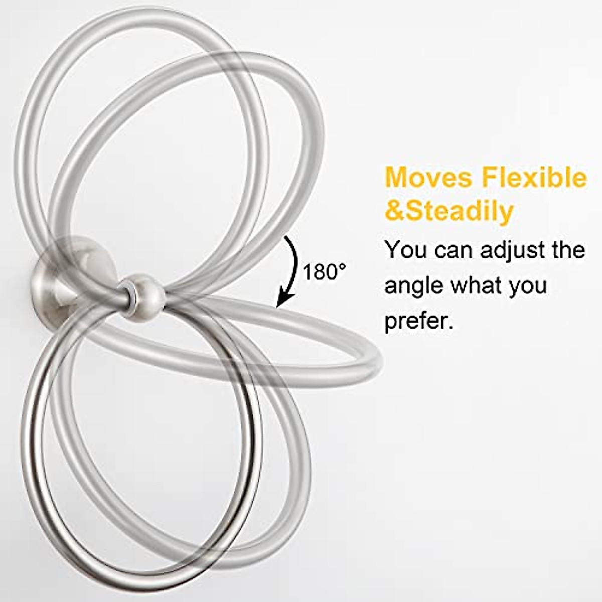 BGL Towel Ring Brushed Nickel Matal Wall Mount for Bathroom 2 Pack Classic Style