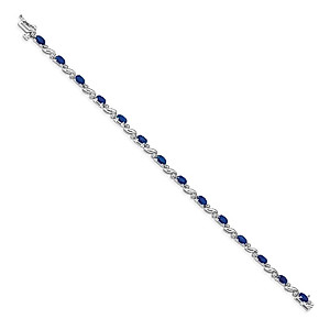 Jewels By Lux 14K White Gold Diamond and Sapphire Bracelet