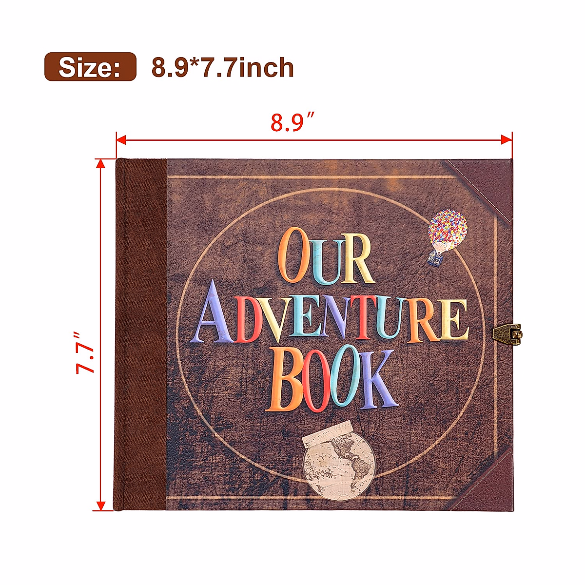 Our Adventure Book 146 Pages 8.9*7.7 Inch Scrapbook Photo Album,Retro Style Embossed Letter Cover Travel Diary Journal Scrap Book For Couples,Memory Book For Anniversary Wedding,Valentine's Day Gift