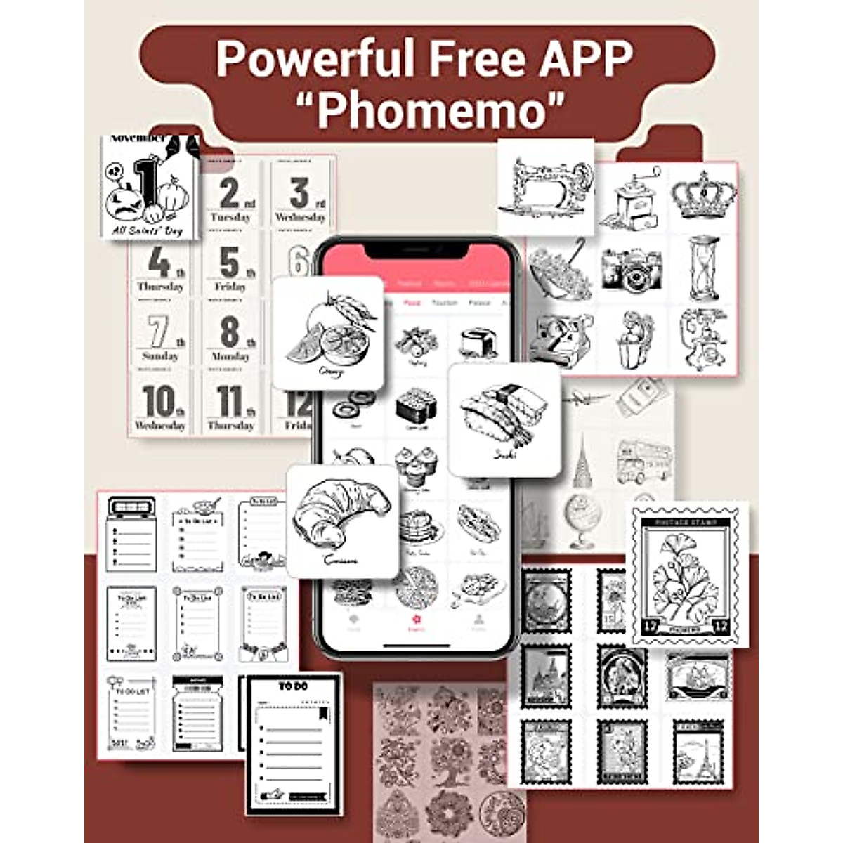 Phomemo M02S Mini Thermal Printer- 300dpi HD Bluetooth Mobile Printer Compatible with iOS and Android, Work with 3 Size Papers, Photo Printer for Plan Journal, Travel, DIY Cards, Gift, Purple