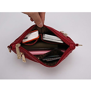 MKF 2 in 1 Crossbody Bags for Women, Wristlet Purse - Ladys Small PU Leather Messenger Handbag - Adjustable Strap Grey