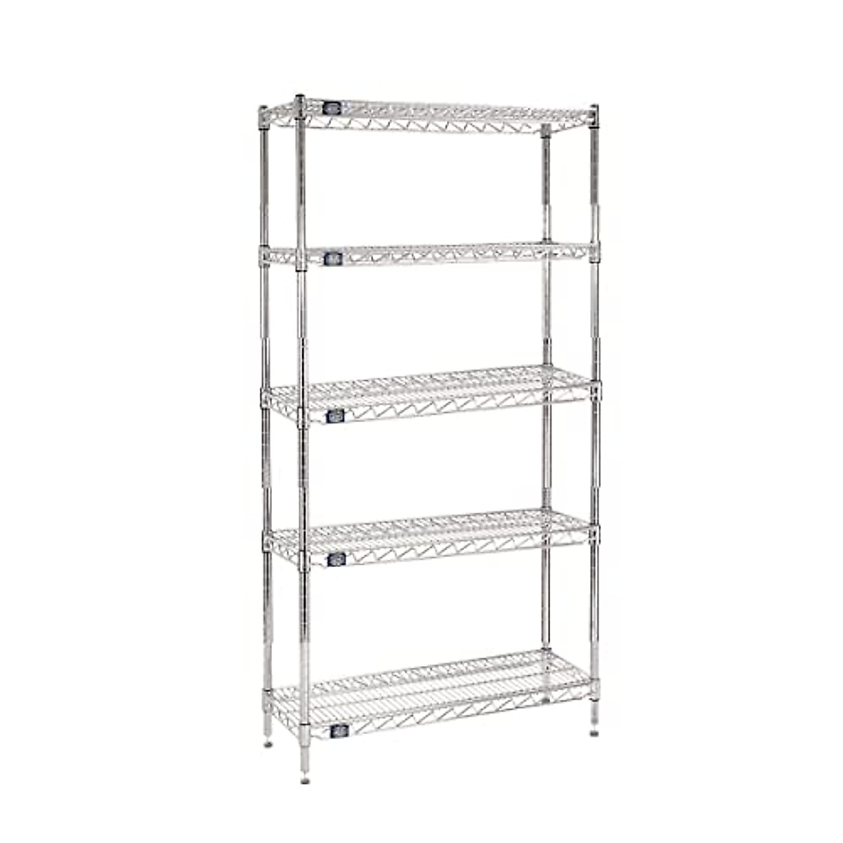 Nexel - 18" x 36" x 74", 5 Tier, NSF Listed Adjustable Wire Shelving, Unit Commercial Storage Rack, Chrome, Leveling feet