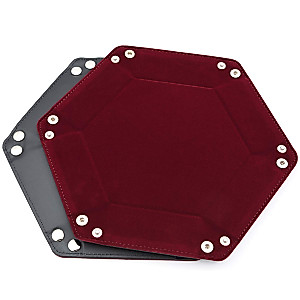 Dice Folding Hexagon Tray w/Red Velvet Rolling for DND Dice Games and Candy Holder Storage