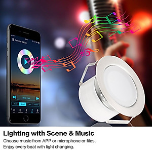 FVTLED WiFi Deck Lights Kit, 50pcs Low Voltage LED Step Lights Φ1.22 Waterproof Outdoor Recessed Stair LED Lights Work with Echo Alexa Google Home, RGB