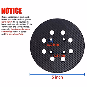 2 Pack 5 inch 8 Holes Sander Backing Pad, Hook and Loop, Replacement Pad for Random Orbit Sander