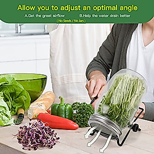 VOLCANOES CLUB Seed Sprouting Jar Germination Kit Accessories - Sprout Lids for Wide Mouth Mason Jar/Jar Stands/Blackout Sleeves - For Growing Bean Sprouts, Broccoli, Alfalfa, Microgreens (4 PACK)