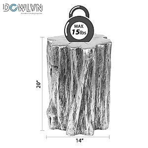 Tree Stump Trunk Side End Table, Faux Wood Patio Table, Garden Stool, Plant Stand, for Indoor Outdoor Courtyard Living Room, 14"X14"X20", Silver