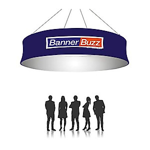 BANNER BUZZ MAKE IT VISIBLE Tapered Circle Fabric Hanging Ceiling Banner Sign Single Side Printed Outside for Trade Show Display (15' X 4')