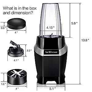 La Reveuse Personal Blender Making Shakes and Smoothies 1000 Watt-with 24 oz BPA Free Portable Travel Bottle - Dishwasher Safe (Black)