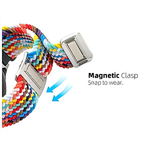 BlackPro 20mm Watch Band for Women and Men, Adjustable Braided Sport Loop with New Upgraded Magnetic Buckle, 20mm Quick Release Watch Band Stretchy Nylon Solo Loop Breathable Replacement Straps