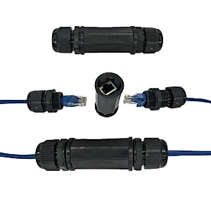 VizGiz 2 Pack Waterproof RJ45 Coupler IP68 Shielded Ethernet Connector Female to Female CAT6 CAT5E CAT5 Cable Extender Adapter for Outside Security Camera LAN Network CCTV Bullet Cam Surveillance