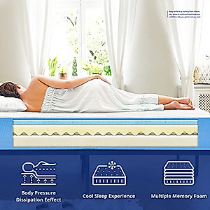 Oleesleep 6 Inch Ventilated Gel Infused Memory Foam Mattress, CertiPUR-US Certified, Blue, Queen