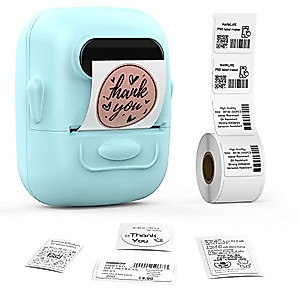 Label Maker Machine with Tape Barcode Label Printer - Mini Portable Bluetooth Thermal labeler for Address Clothing Jewelry Retail Barcode Small Business Home Office Compatible Phones &PC(Blue)