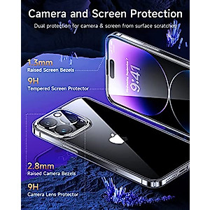 Humixx Crystal Clear Designed for iPhone 14 Pro Max Case, with 2X Screen Protector + 2X Lens Protector [Not-Yellowing][Full Body Protection] Shockproof Protective iPhone 14 Pro Max Phone Case 6.7 Inch