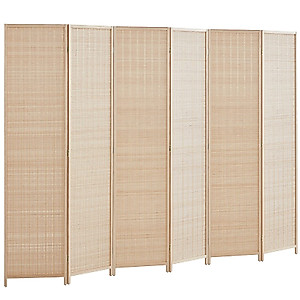 Room Divider Privacy Screen 16" Room Dividers and Folding Privacy Screens 6 Panel Room Divider Wall 5.6FT Tall Bamboo Room Divider Partitions/Separator