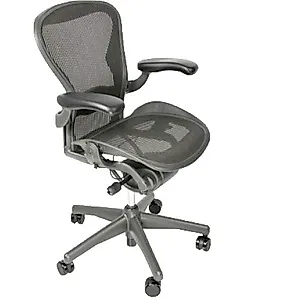 Aeron Herman Miller Office Chair Size B | Fully Adjustable with All Features Included| Quick and Easy Assembly| Renewed| 10 Year Warranty| Hardwood Floor Roller Blade Style Wheels Included