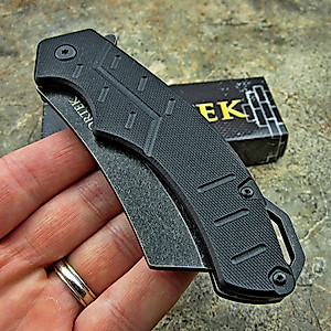 VORTEK Pocket Cleaver Knife: Ball Bearing Pivot, 8Cr13MoV Razor Sharp Cleaver Blade, Ultra Smooth Opening, Non-Slip G10 Handles, Heavy Duty Construction Built Tough