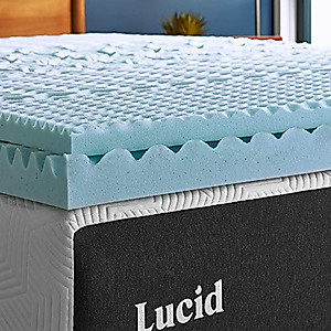Lucid 2 Inch Mattress Topper King - Memory Foam Mattress Topper King - 5 Zone Gel Infusion - CertiPur Certified Foam