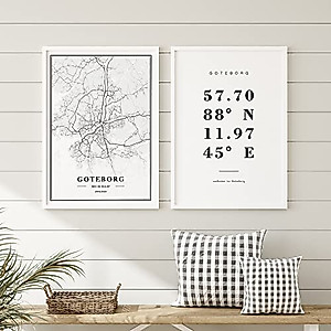 Dear Mapper Goteborg Sweden View Abstract Road Modern Map Art Minimalist Painting Black and White Canvas Line Art Print Poster Art Print Poster Home Decor (Set of 3 Unframed) (16x24inch)