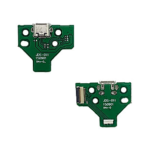 Onyehn JDS-011 Charging Port Assembly(with Flex Cable) for Sony PlayStation PS4 Controller, Repair Part Micro USB Adaptor Charger Socket Board Connector Module(2 Pack)