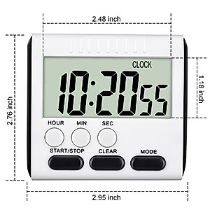 Mudder 3 Pack 24 Hours Magnetic Kitchen Timers with Digital Alarm Clock Timer, Loud Alarm and Big Screen (Black)