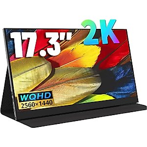 2K Portable Monitor 17.3", 2560x1440 Compatible with HDMI and Full Feature Type-C Devices Connect External Large Gaming Monitor, Compatible with Laptop Mac Phone PS5 Surface and Switch