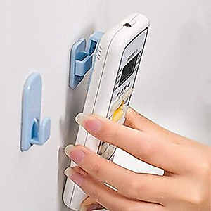 AKOAK 4 Set Multi-Function TV Air Conditioning Remote Control Wall Self Adhesive Hook Holder(Blue 2 Set + Green 2 Set)