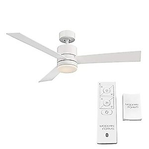 Axis Smart Indoor and Outdoor 3-Blade Ceiling Fan 52in Matte White with 3000K LED Light Kit and Remote Control works with Alexa, Google Assistant, Samsung Things, and iOS or Android App